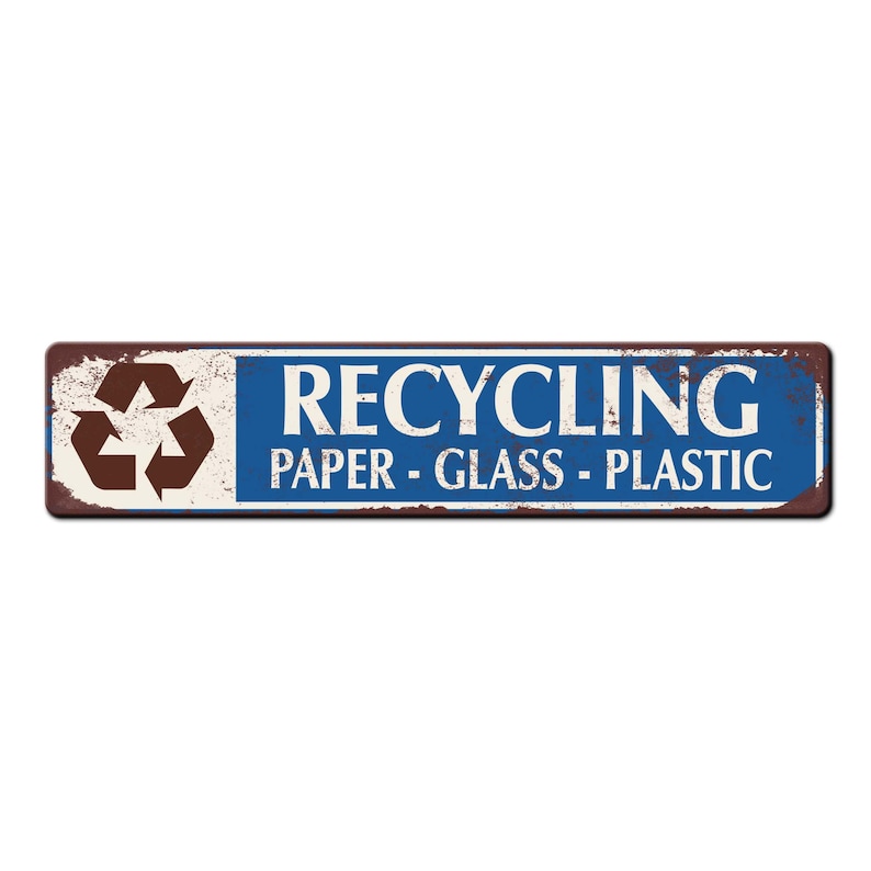 Recycling Sign - Paper Glass Plastic Recycling Notice - Home Recycling ...