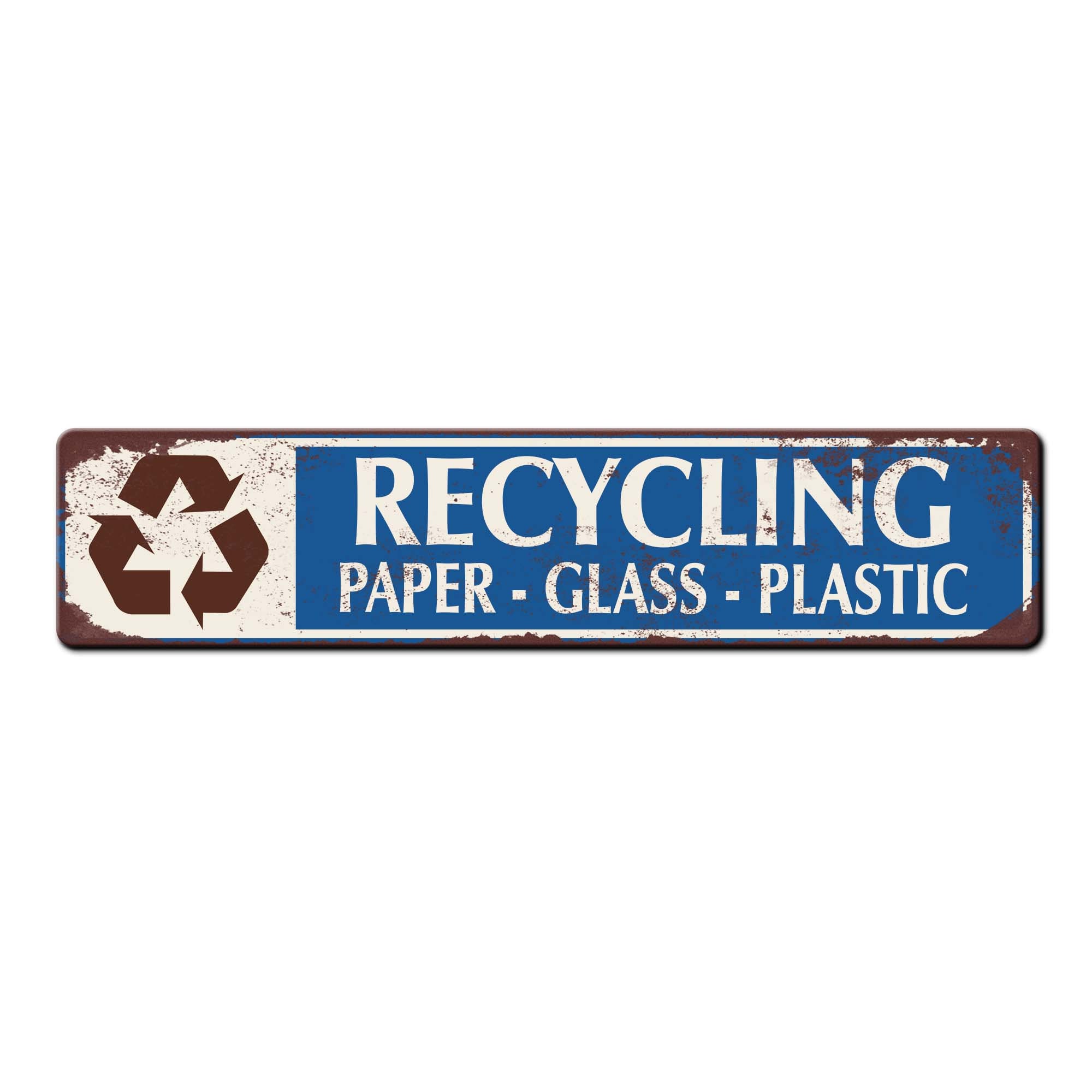 Recycling Sign - Paper Glass Plastic Recycling Notice - Home Recycling ...