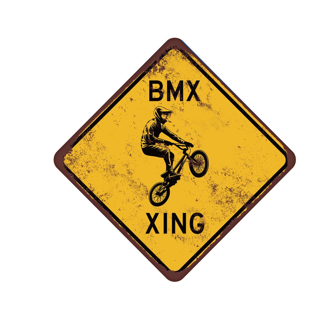 BMX Bike Crossing Sign - BMX Bike Gift - BMX Sign - Bike Racer Sign ...