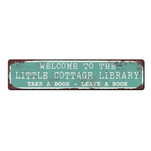 Cottage Library Sign - Reading Community Share Library Sign - Outdoor ...