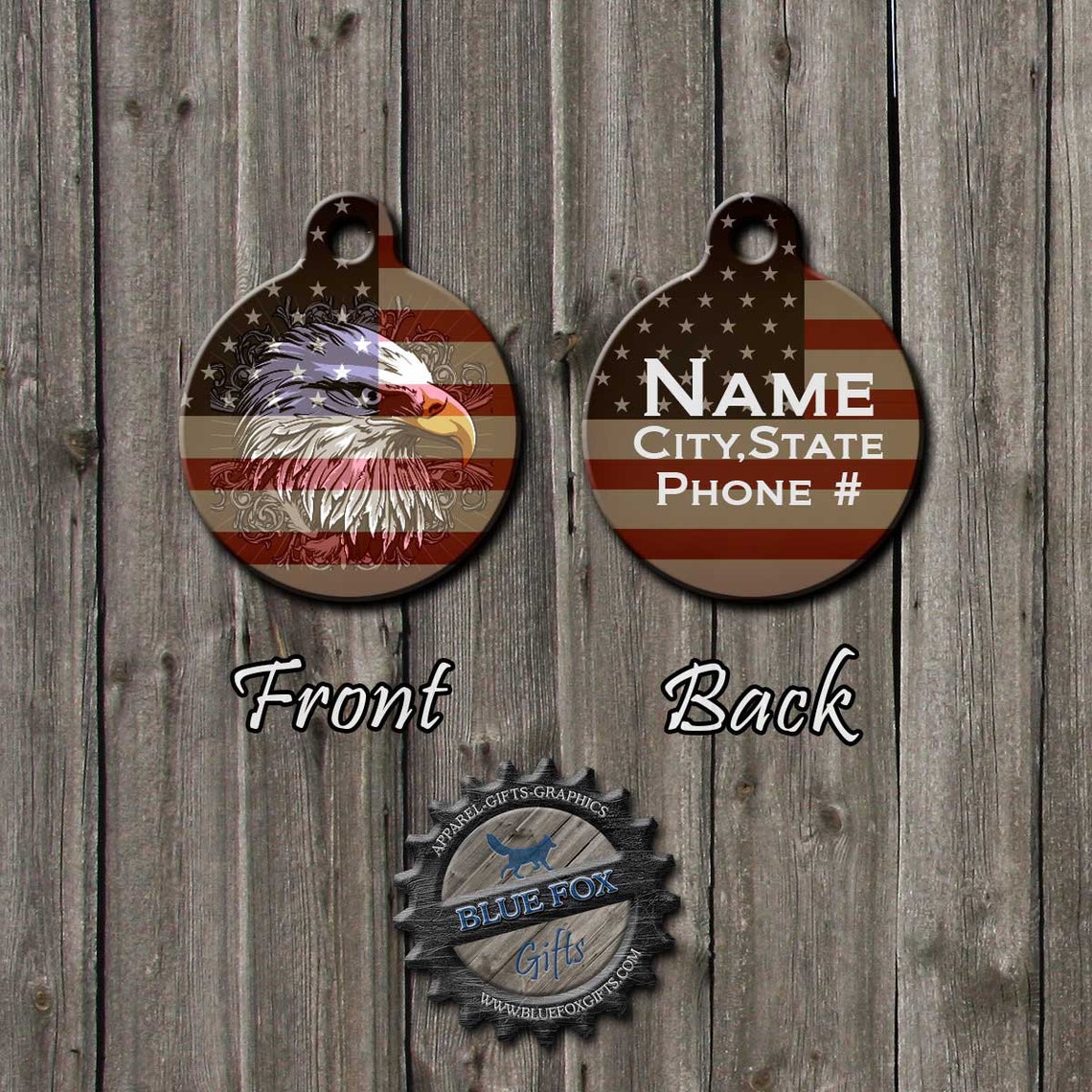 Patriotic Pet Tagamerican Flagvintage ID Tagdog - Etsy