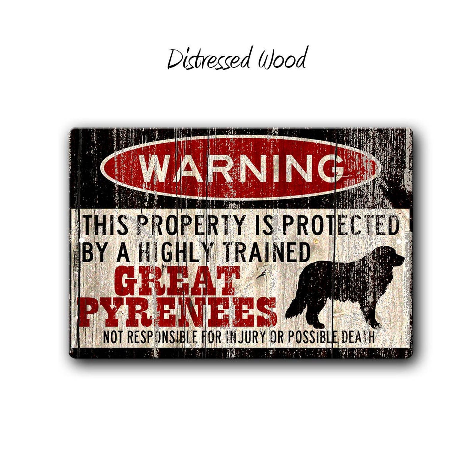 Great Pyrenees Sign,funny Metal Signs,dog Warning Sign,pyrenees Warning ...
