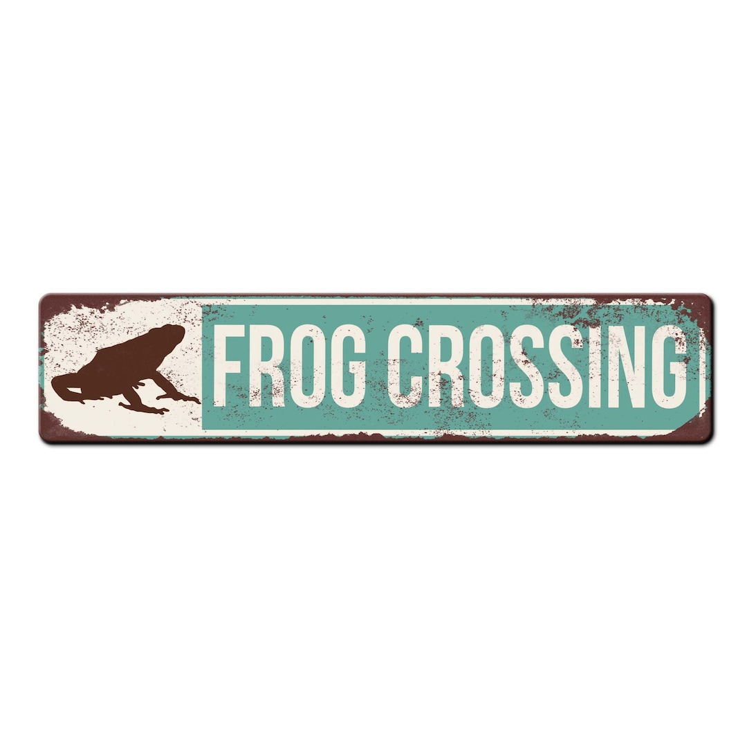 Frog Crossing Metal Sign- Cute Pond Sign - Frog Sign - Frog Lover Sign ...