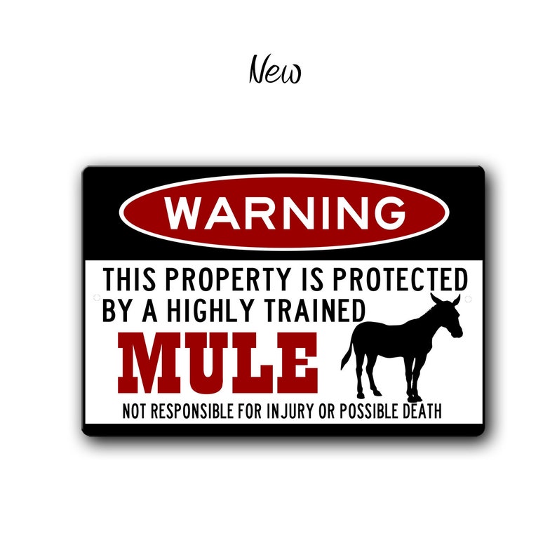 Funny Mule Warning Metal Sign Farm Decor - Property Protected by a ...