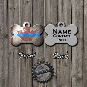 Canada Thin Blue Line Pet Tag,dog Id Tag,police Support,police Pet Tag ...