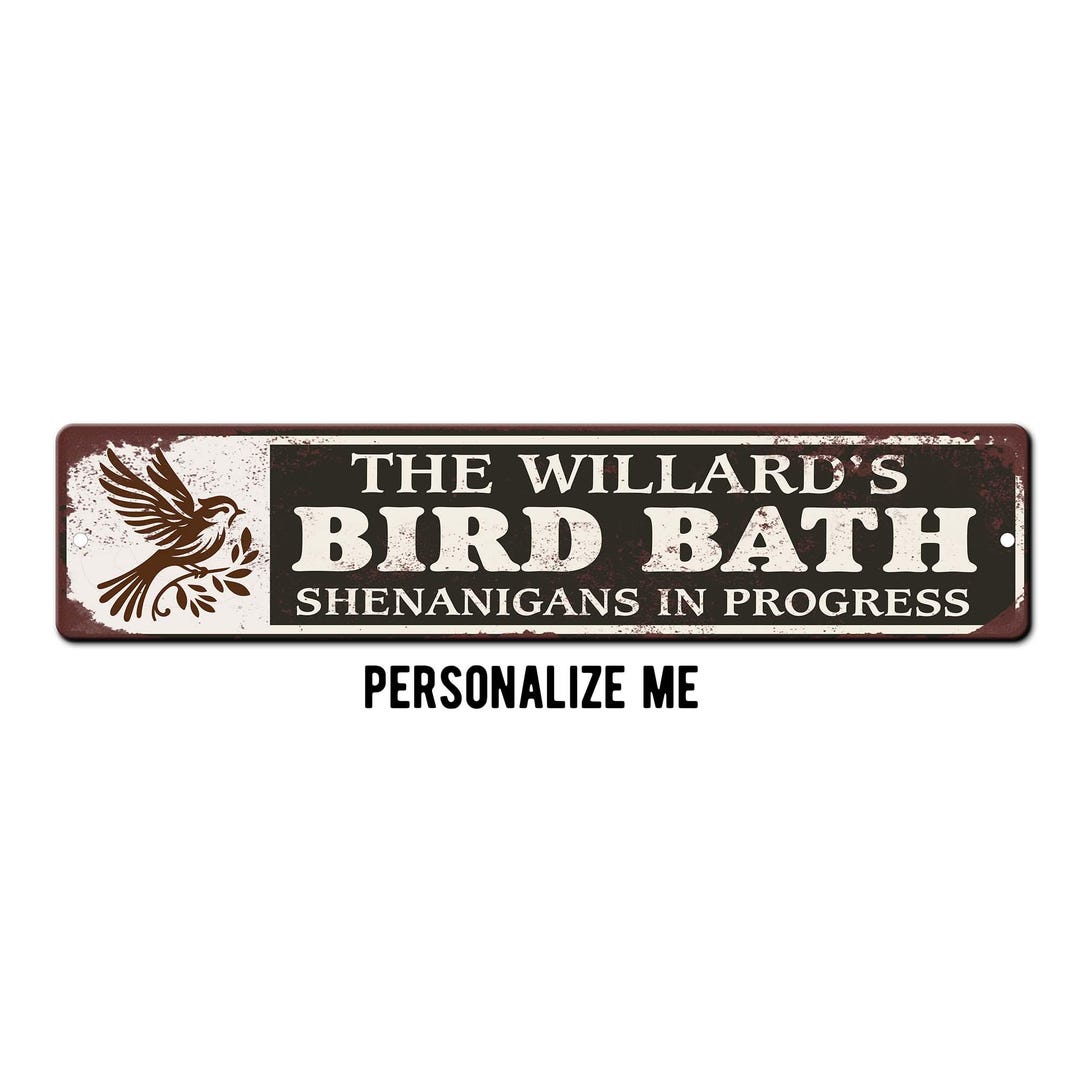 Personalized Bird Bath Sign - Wildlife Water Station Sign - Custom ...