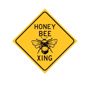 Honey Bee Crossing Sign - Honey Bee Pollinator Sign for Garden - Bee ...