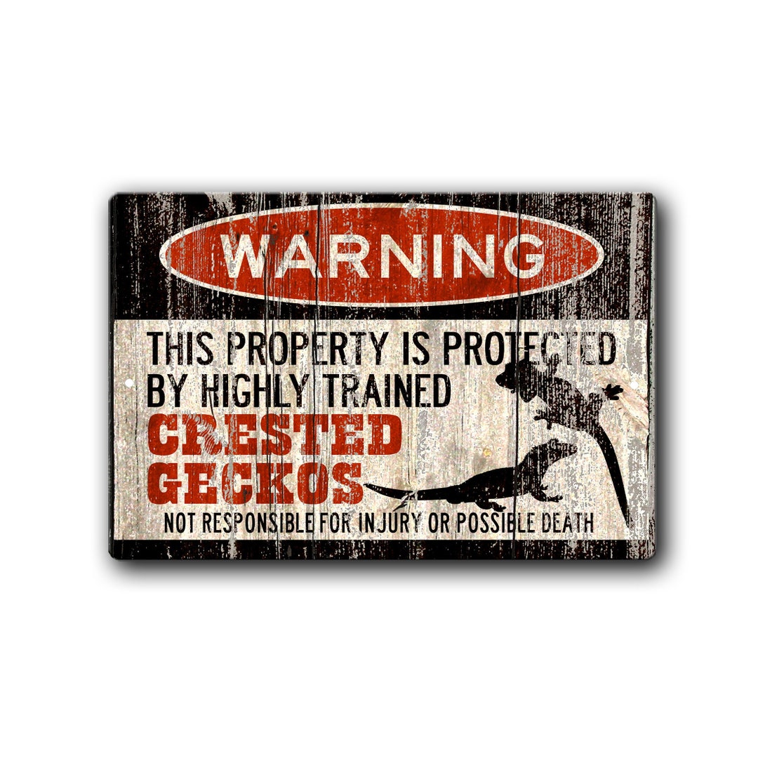 Crested Geckos Warning Sign, Funny Metal Pet Sign - Etsy