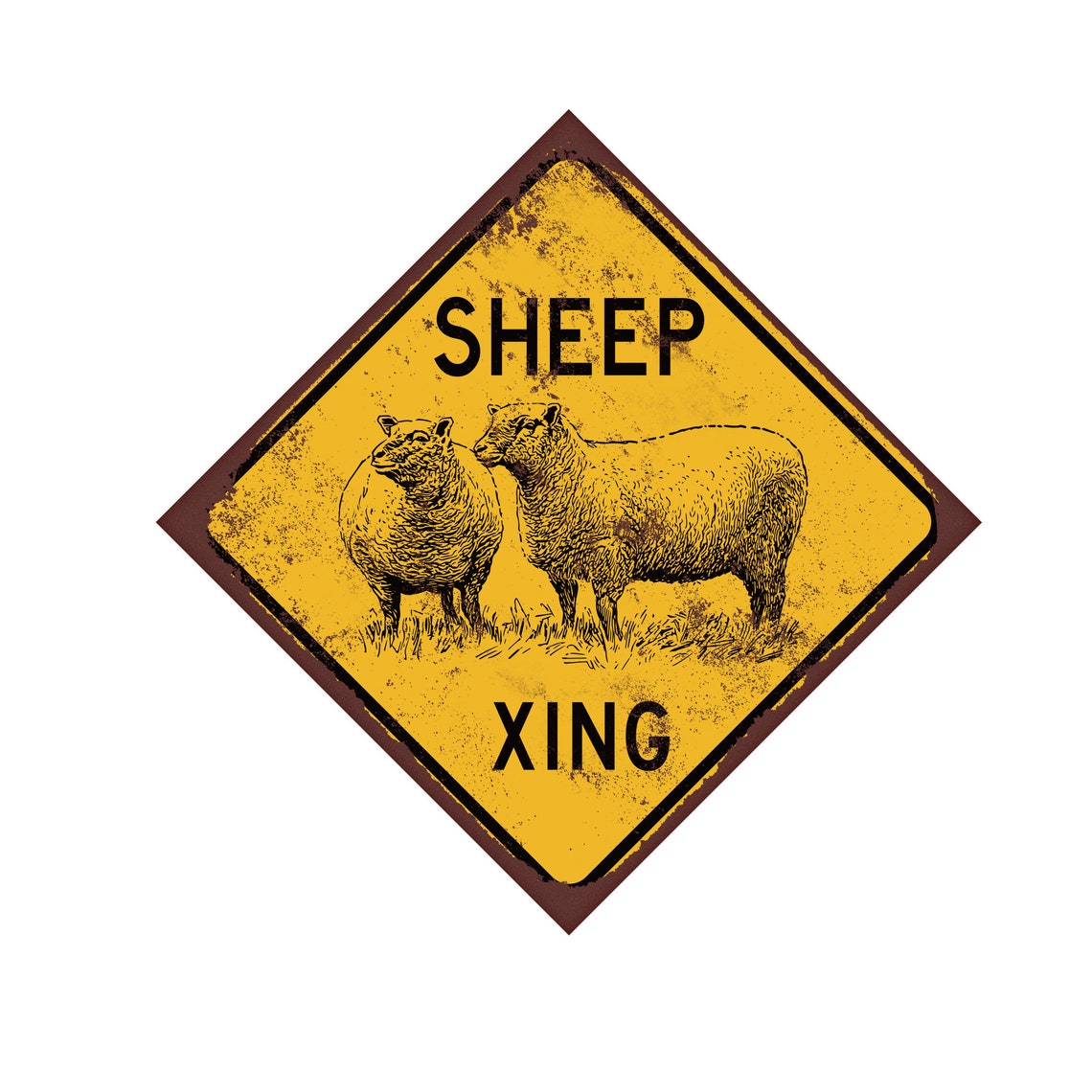 Sheep Crossing Caution Sign Sheep Farmer Sign Rusted or | Etsy