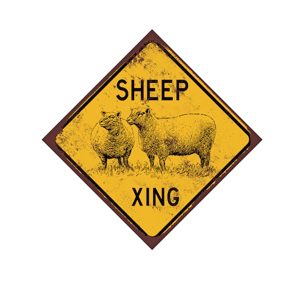 Sheep Crossing Caution Sign Sheep Farmer Sign Rusted or | Etsy
