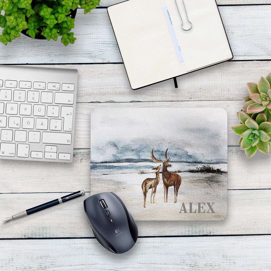 Mouse Pad Personalized Wilderness Deer Mouse Mat Watercolor Beach ...