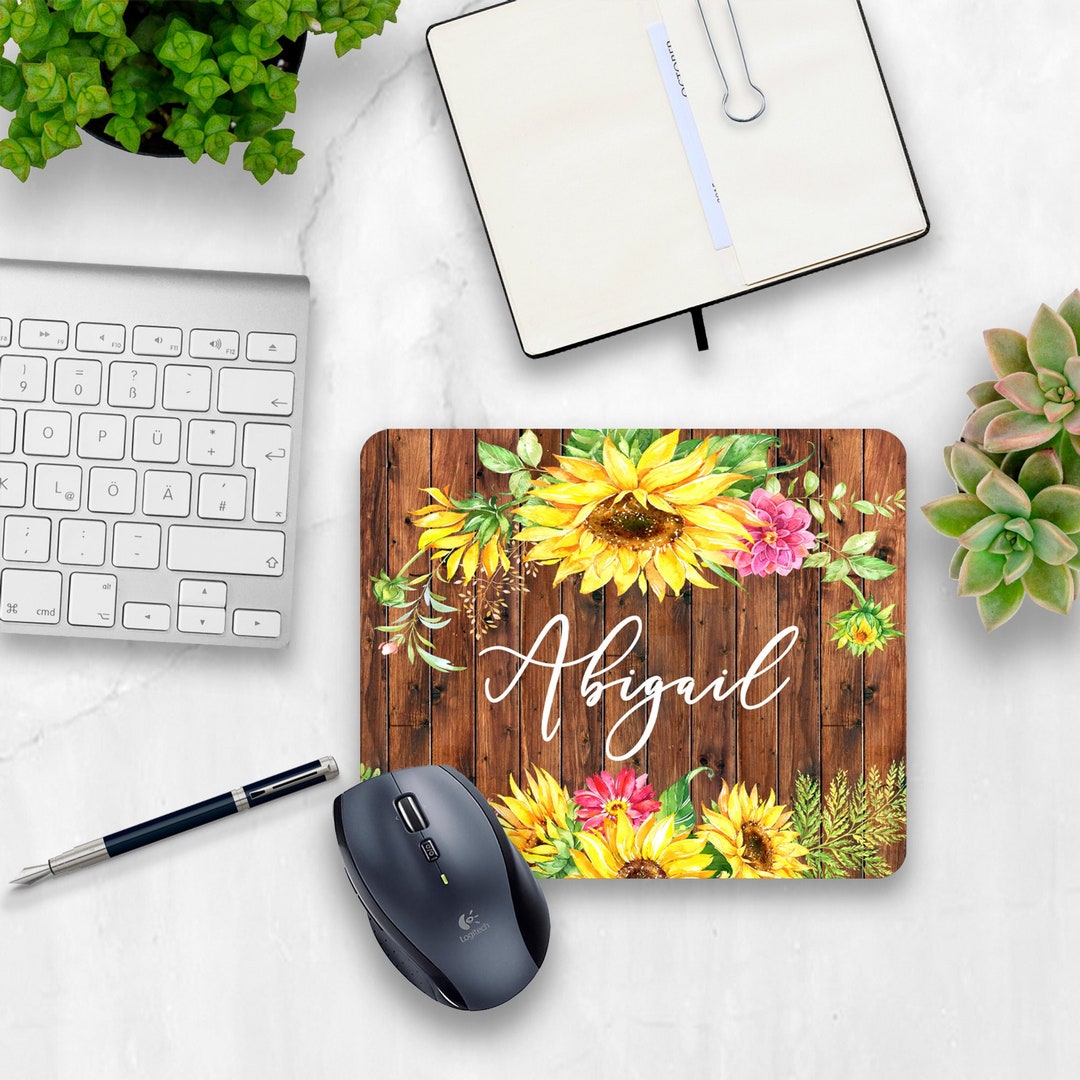 Sunflower Mouse Pad - Rustic Floral Home Office - Desk Accessories for ...