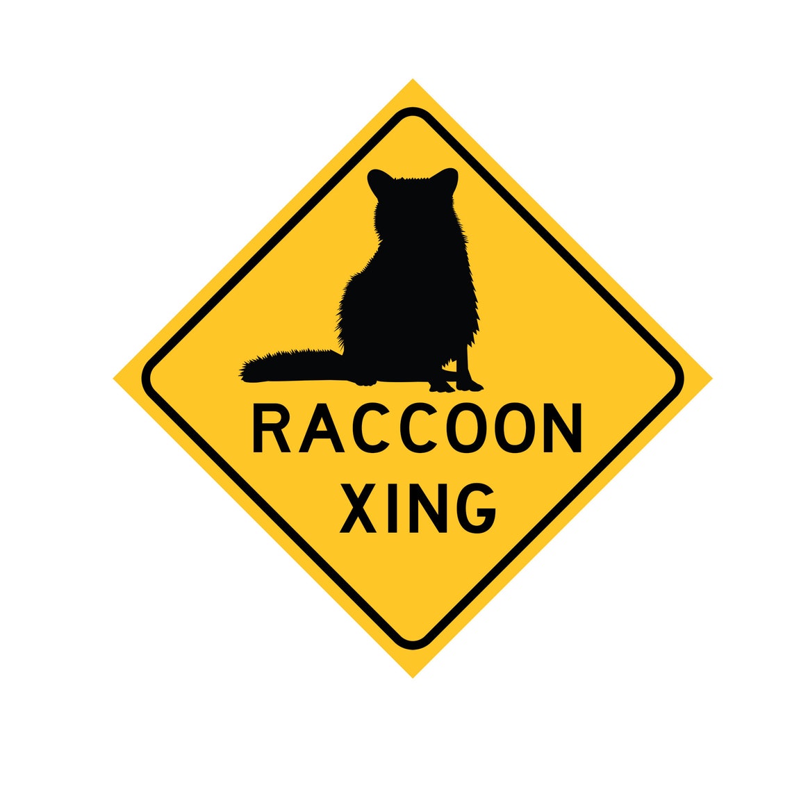 Raccoon Crossing Caution Sign - Funny Backyard Raccoon Sign - Raccoon ...