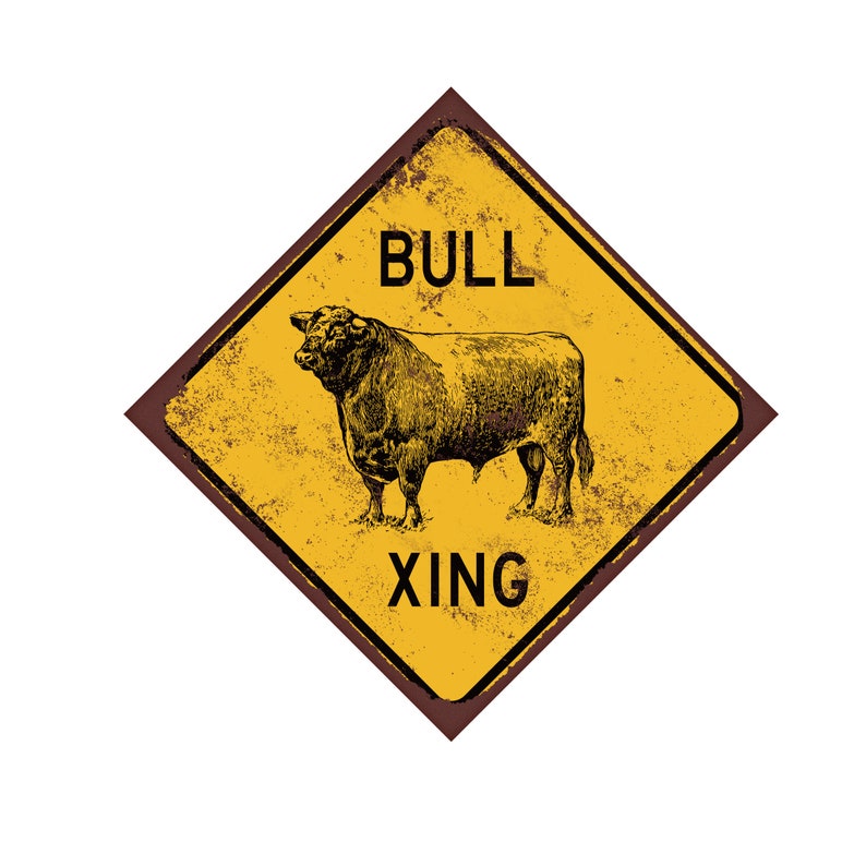 Bull Crossing Caution Sign Cattle Farmer Bull Sign Rusted - Etsy