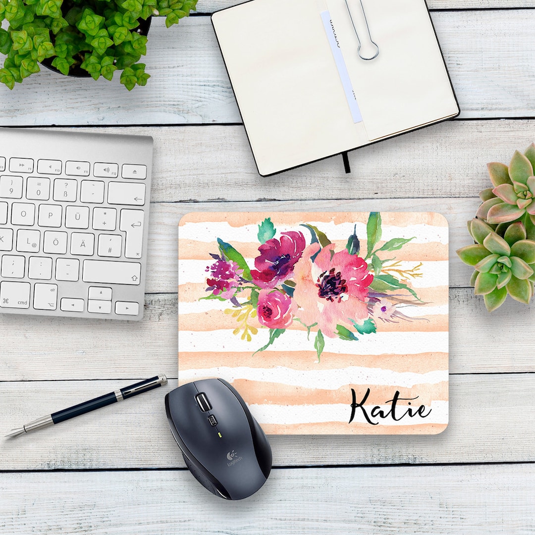 Floral Watercolor Mouse Pad| Desk Accessories for Women| Personalized ...