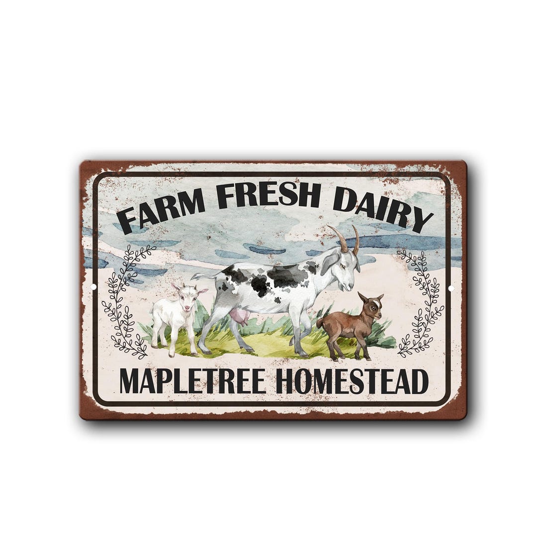 Farm Fresh Dairy Goat Custom Farm Homestead Sign - Personalized Dairy ...
