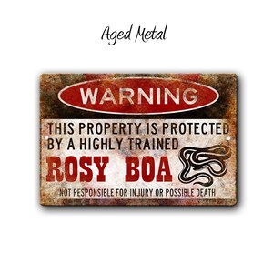 Rosy Boa Sign,funny Metal Signs,boa Accessories,snake Warning Sign,pet ...