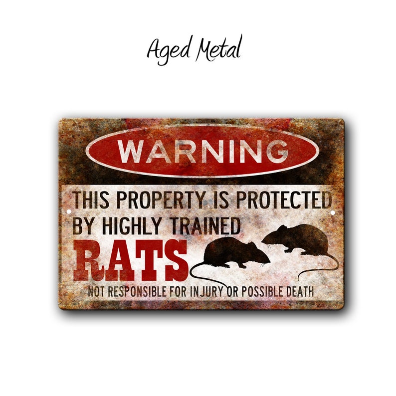 Funny Rats Metal Sign - Property Protected by Highly Trained Rats - Etsy