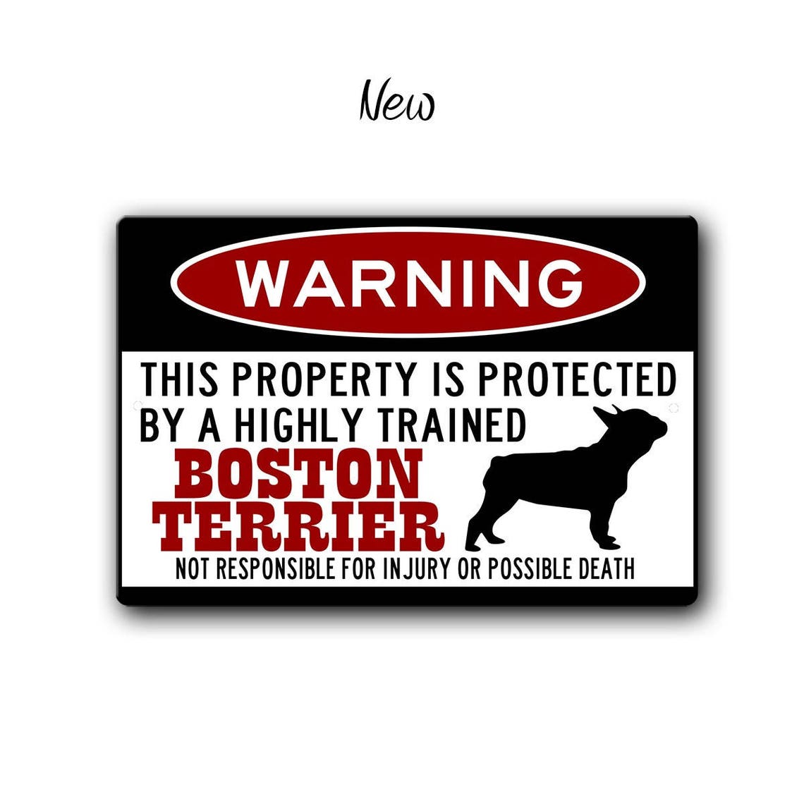 Boston Terrier Signfunny Metal Signsdog Warning - Etsy