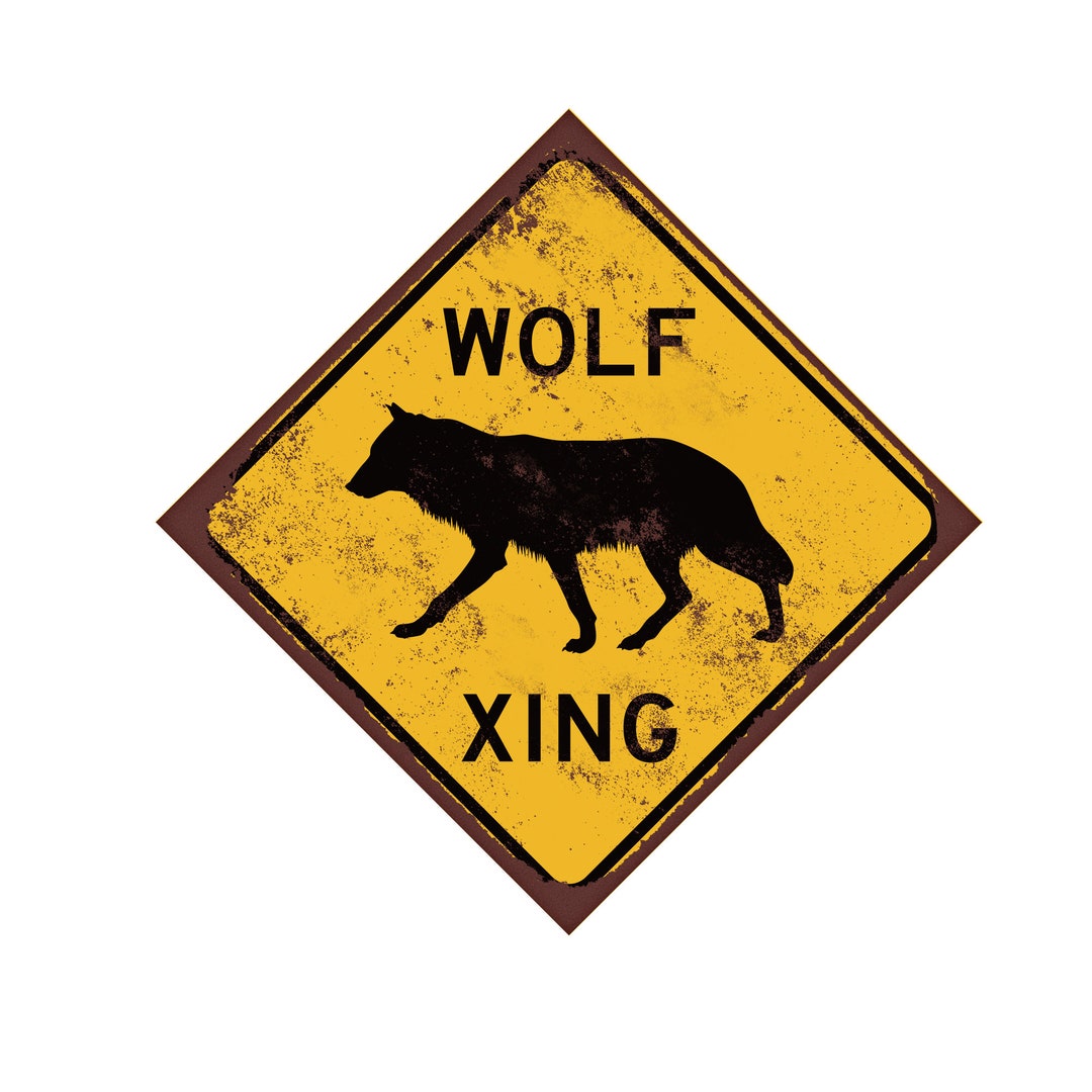 Wolf Crossing Caution Sign - Wolf Family Rustic Cabin Décor - Wolf ...