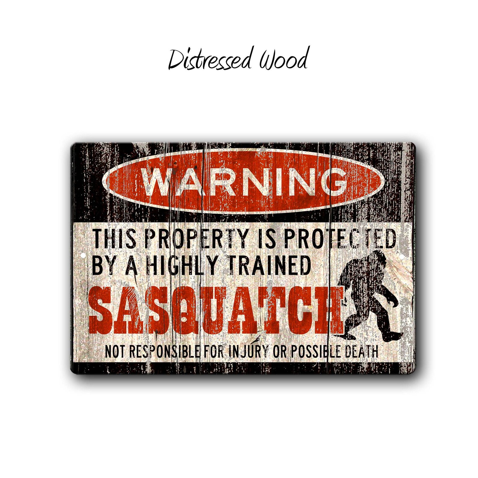 Sasquatch Bigfoot Warning Metal Folklore Sign, Funny Sasquatch Camping ...