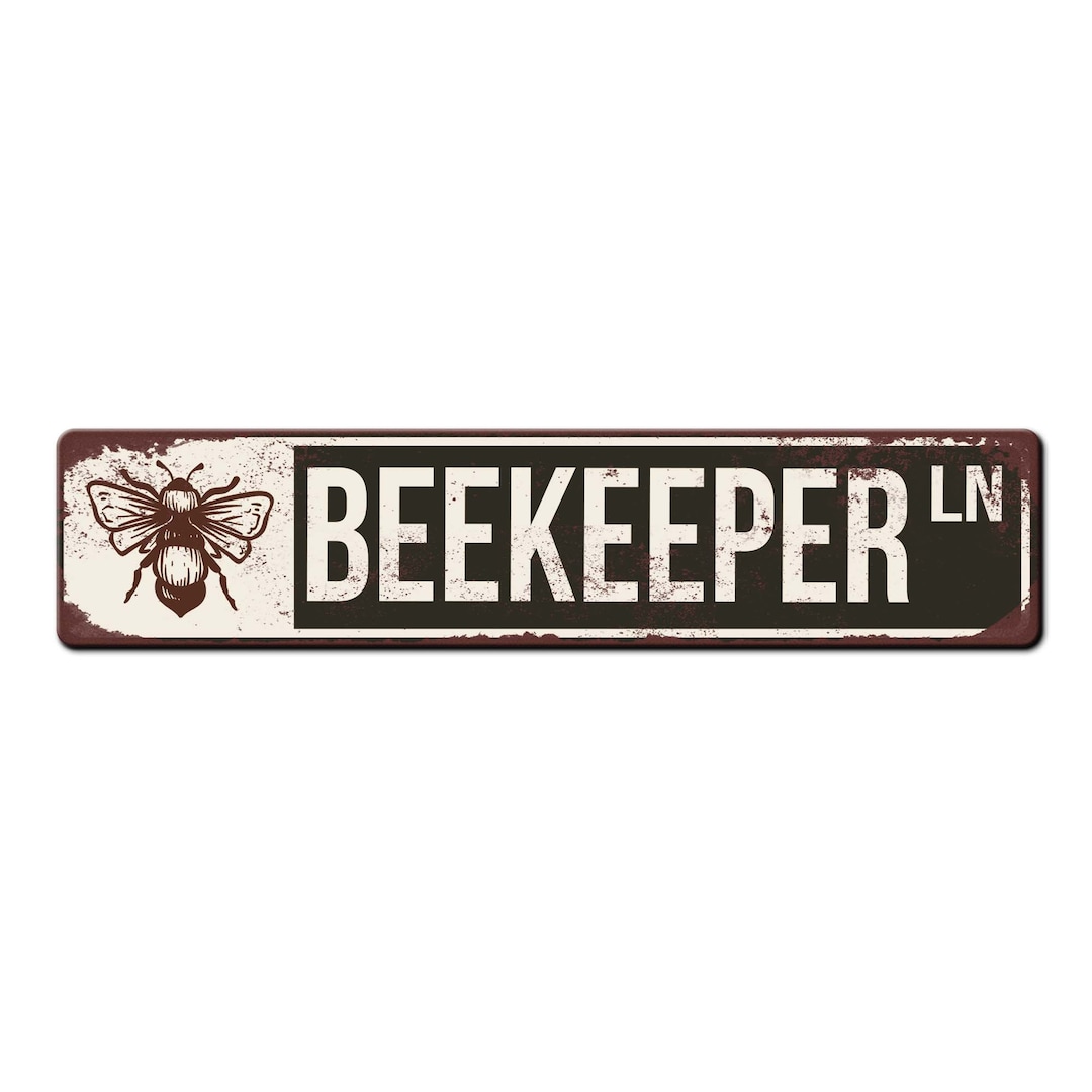 Beekeeper Lane Metal Sign- Apiary Sign - Honey Bee Sign - Funny Bee ...