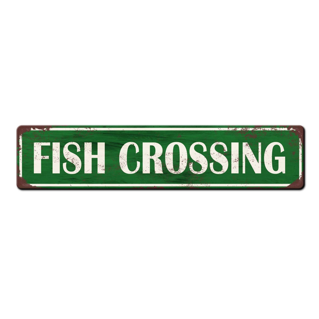 Funny Dock Sign Fish Crossing - Lake Sign - Pontoon Sign - Fisherman ...