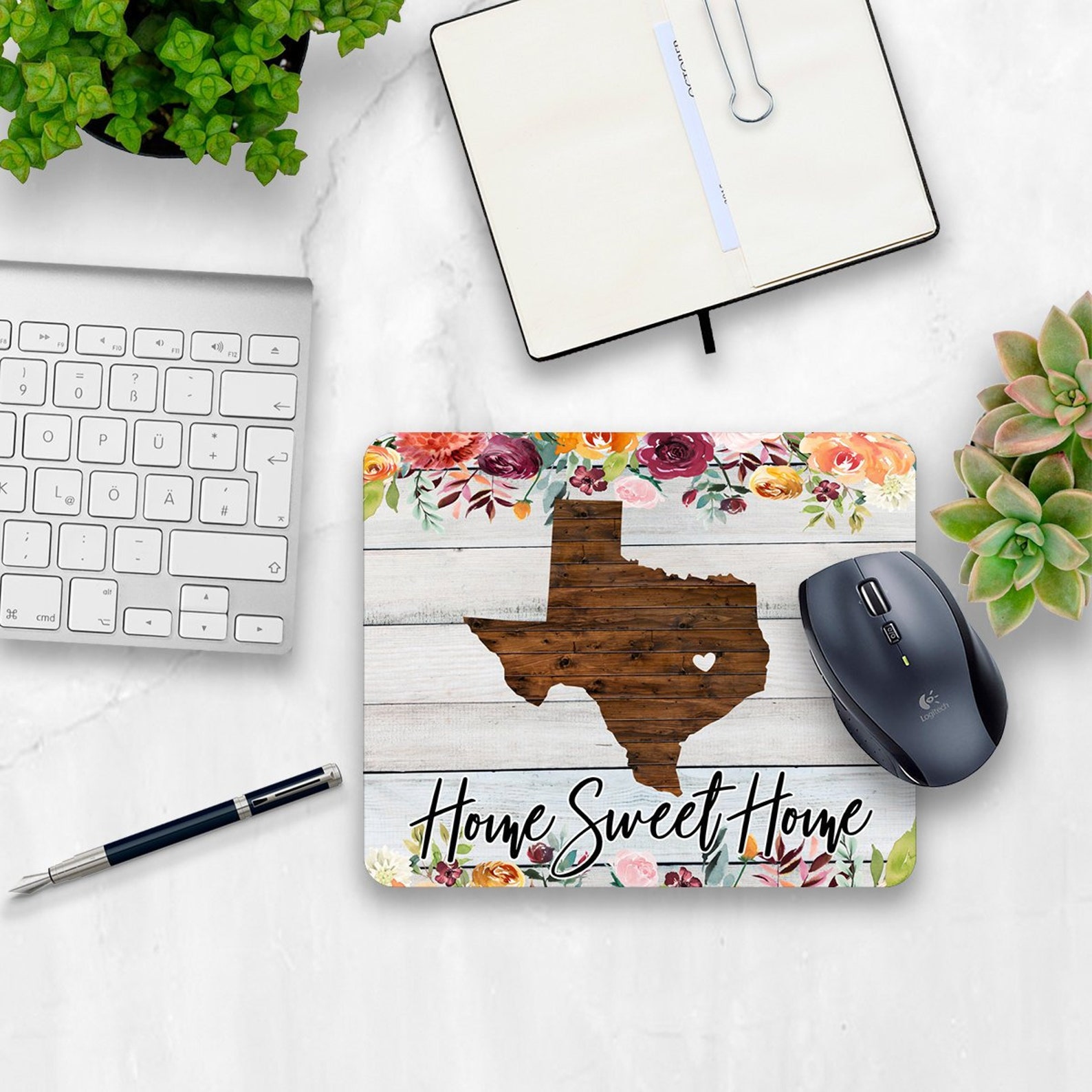 Texas Mouse Pad| Floral State Mouse Pad| Home Sweet Home Mouse Pad ...