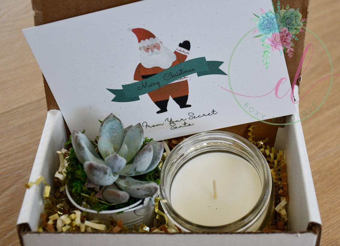 Secret Santa Gift Box | Candle | Succulent Care Package | Happy ...