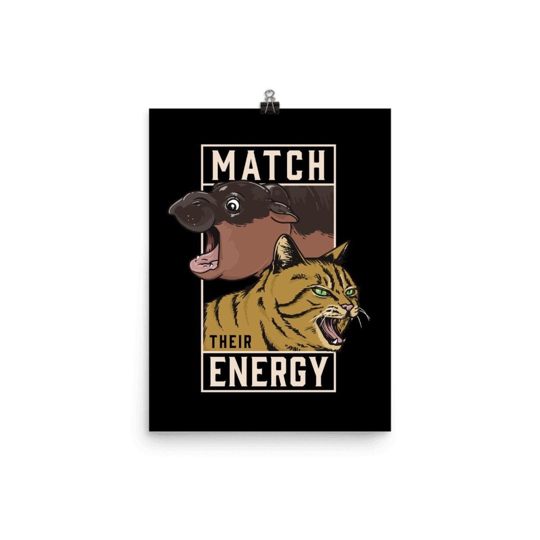 Moo Deng Cat Poster, Bouncy Hippo Cat, Funny Kitty, Poster No Frame ...