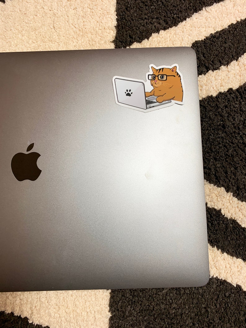 Cat Sticker for Laptop, Stickers for Hydroflask, Compurrter Cat - Pizza ...