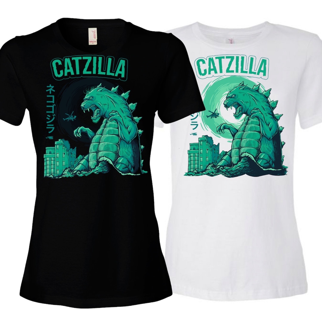 Catzilla - Womens Tshirt, Pizzacat, Godzilla Shirt for Women, Cat Lover ...