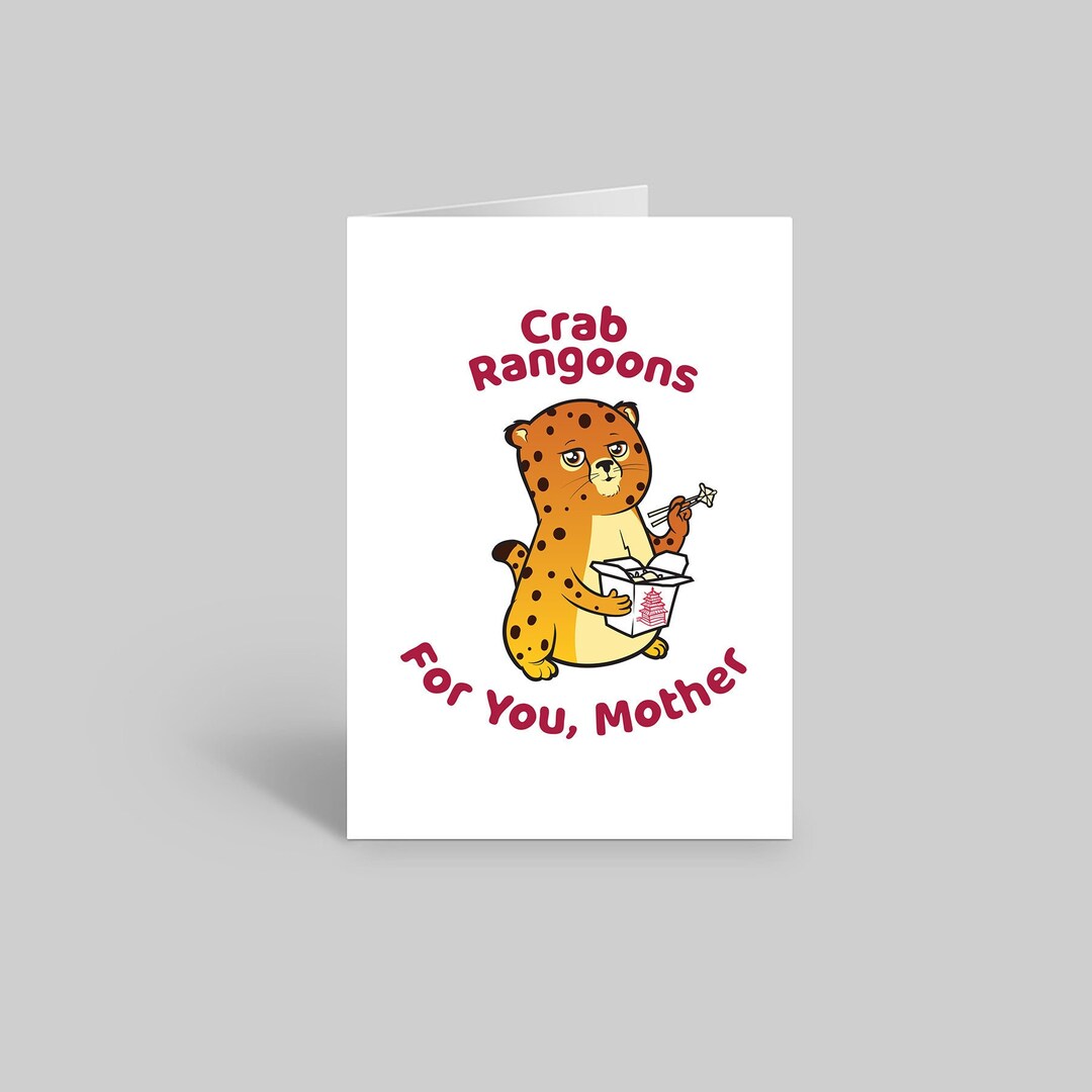 Crab Rangoons Mother's Day Cat Card, Funny Mother's Day Card, Cat Lover ...