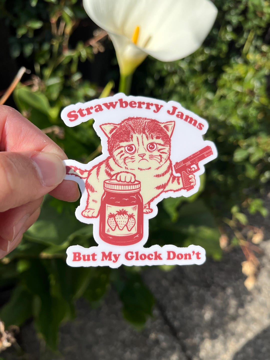 Strawberry Jams but My Glock Don't Cat Sticker for Laptop, Stickers for ...