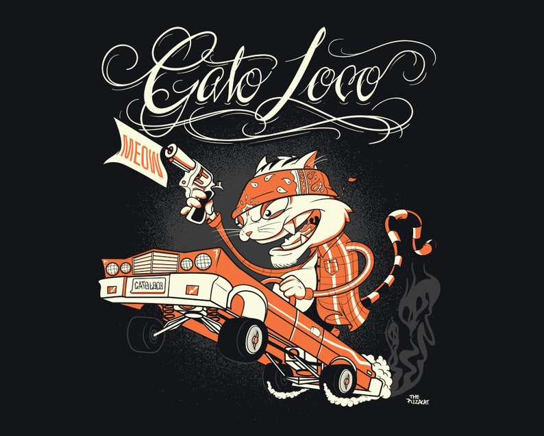 Gato Loco Lowrider Cat Metal Cat Men's Shirts Funny - Etsy Singapore
