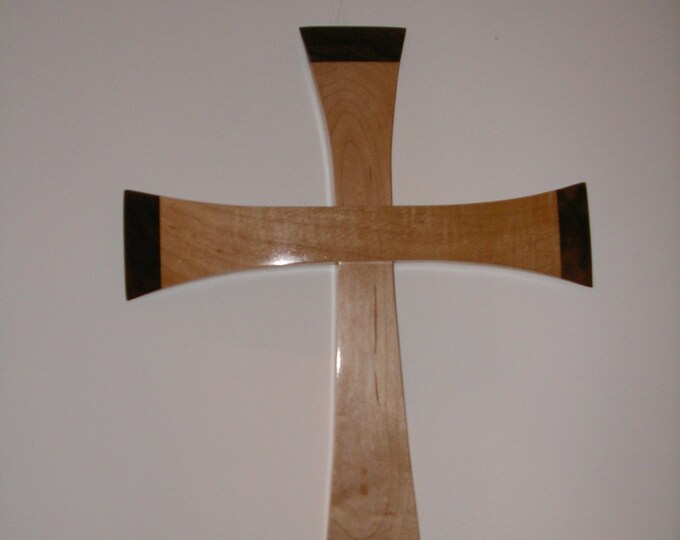 Eye Catching Walnut and Maple Cross With Gently Curving Sides - Etsy