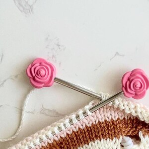Needle Toppers - Pink Rose - Set of 2 Knitting Needle Toppers - Etsy
