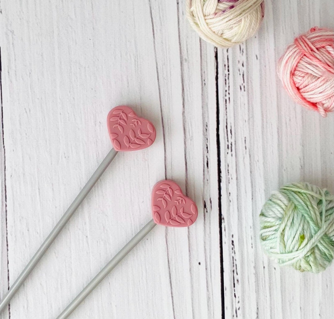 Needle Toppers - Pink Heart - Set of 2 Knitting Needle Toppers - Etsy