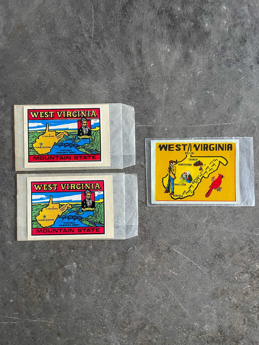Vintage West Virginia State Travel Souvenir Water Transfer Decal Window ...
