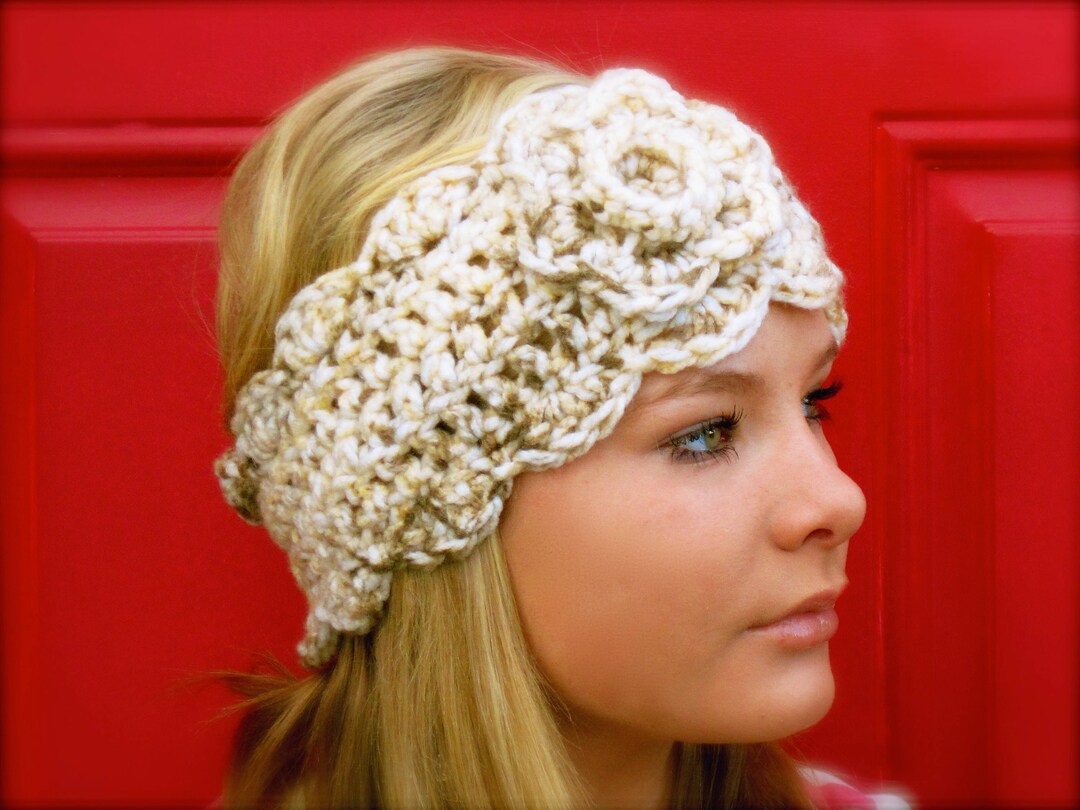 Crochet Pattern - Chunky Headwarmer With Flower Pdf Crochet Headband ...