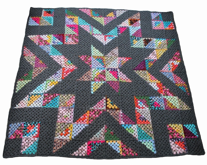 Easy Crochet Afghan Pattern - Granny Star Stashbuster Crochet Blanket ...