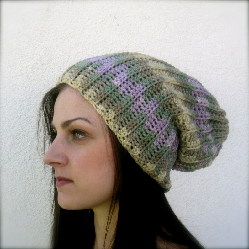 Crochet Pattern - Ribbed Crochet Beanie Hat Slouchy Crochet Pdf File ...