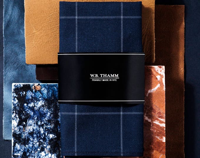 Shain Men's Pocket Square Handkerchief Windowpane Plaid Navy White - Etsy