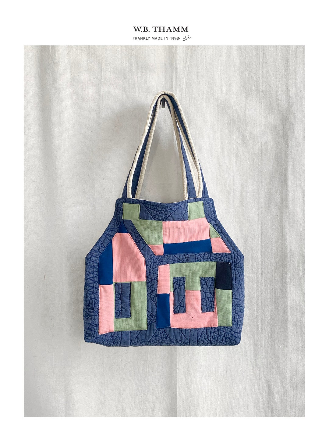 Schoolhouse Quilt Shoulder Bag - Large Tote Bucket Handbag Minimal ...