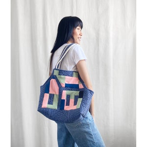 Schoolhouse Quilt Shoulder Bag Large Tote Bucket Handbag Minimal ...