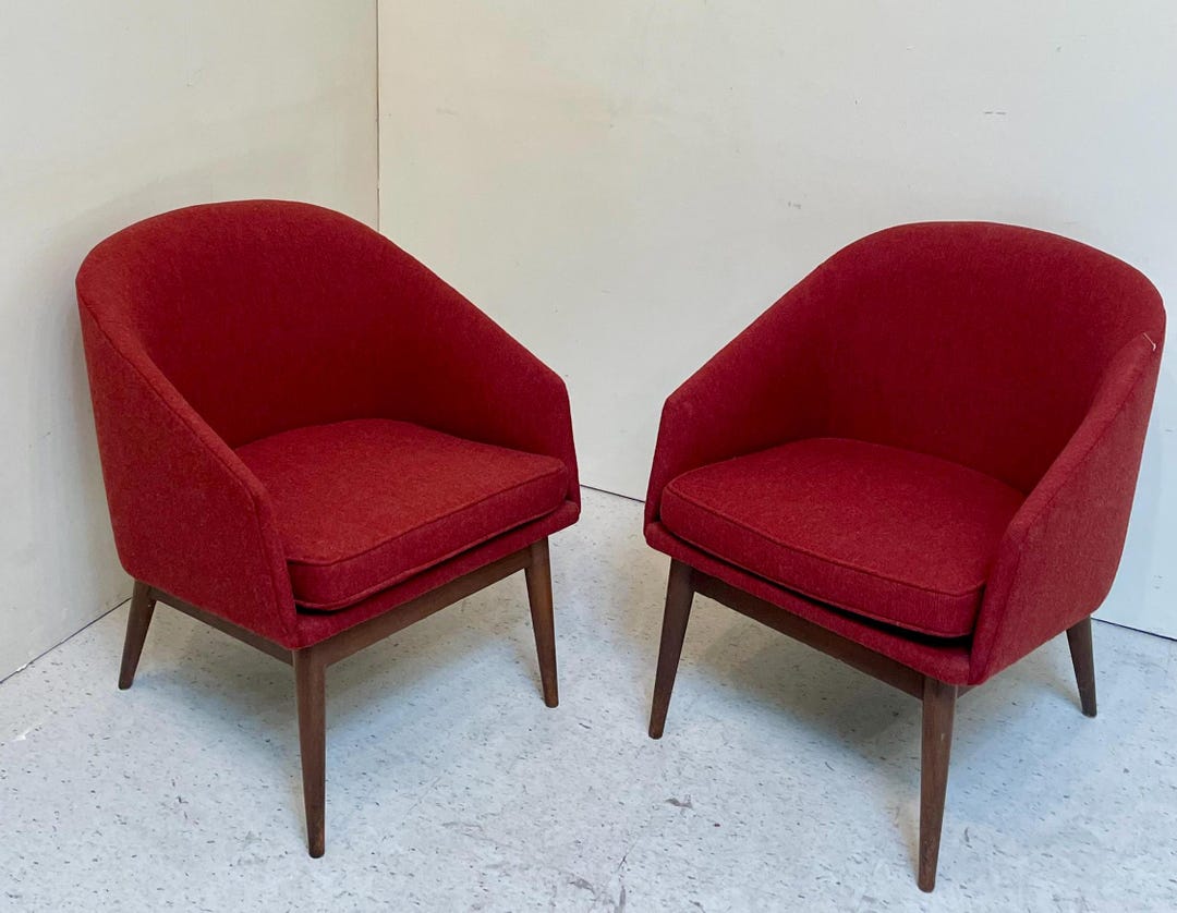 Pair of Red Mid Century Modern Chairs - Etsy