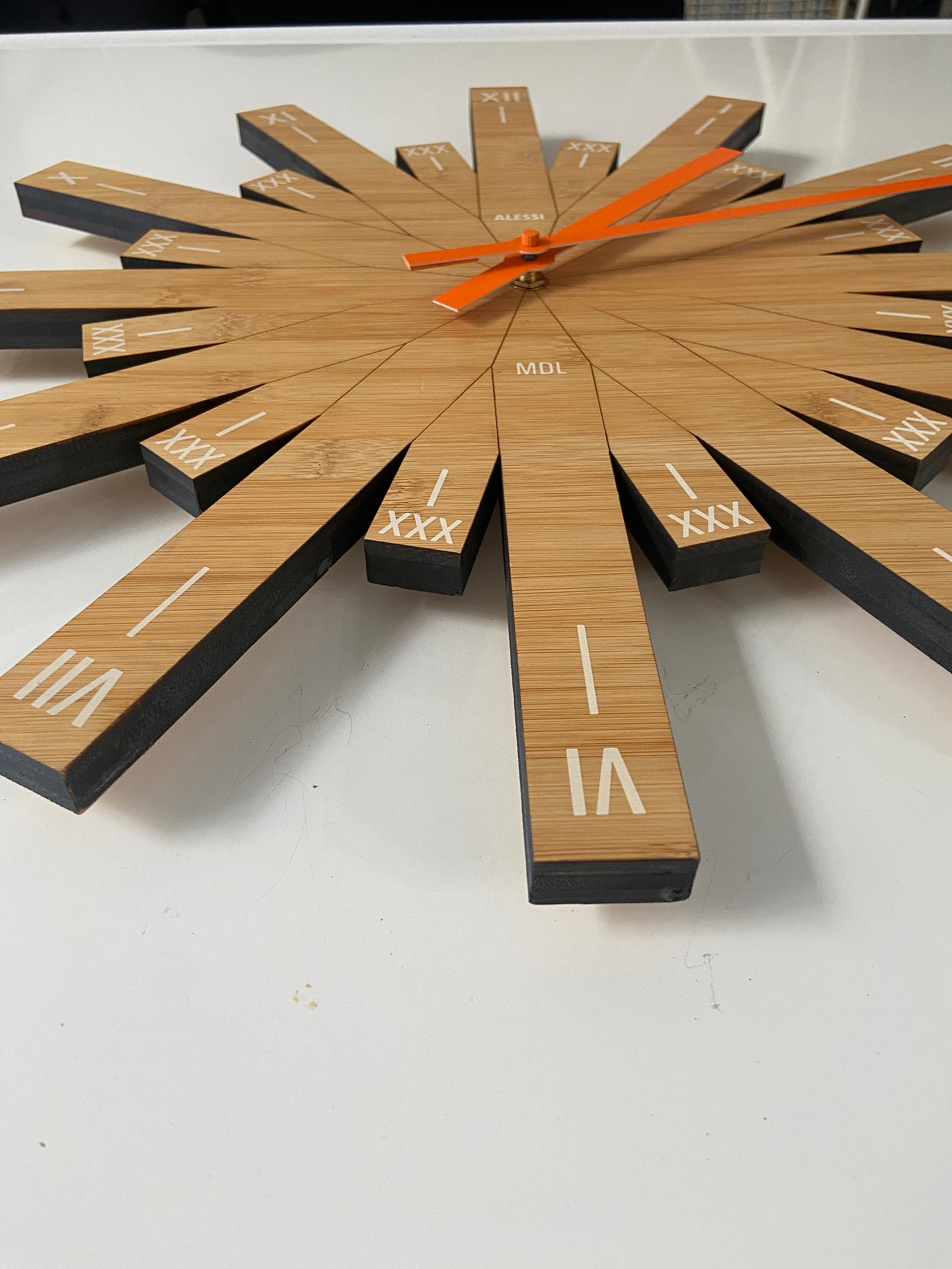 Alessi Raggiante Bamboo Wall Clock | Italian Sunburst Design | Wood ...