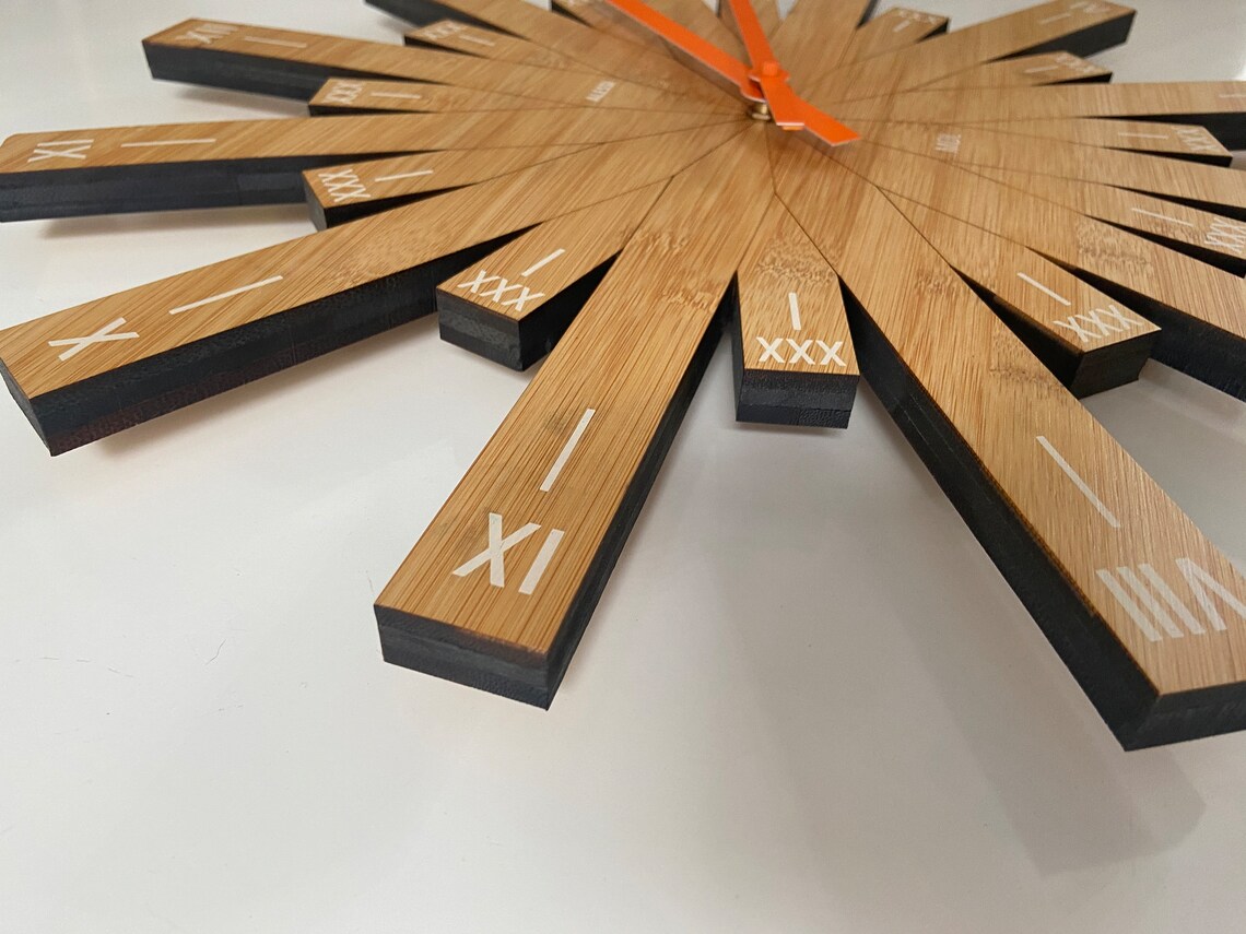 Alessi Raggiante Bamboo Wall Clock | Italian Sunburst Design | Wood ...