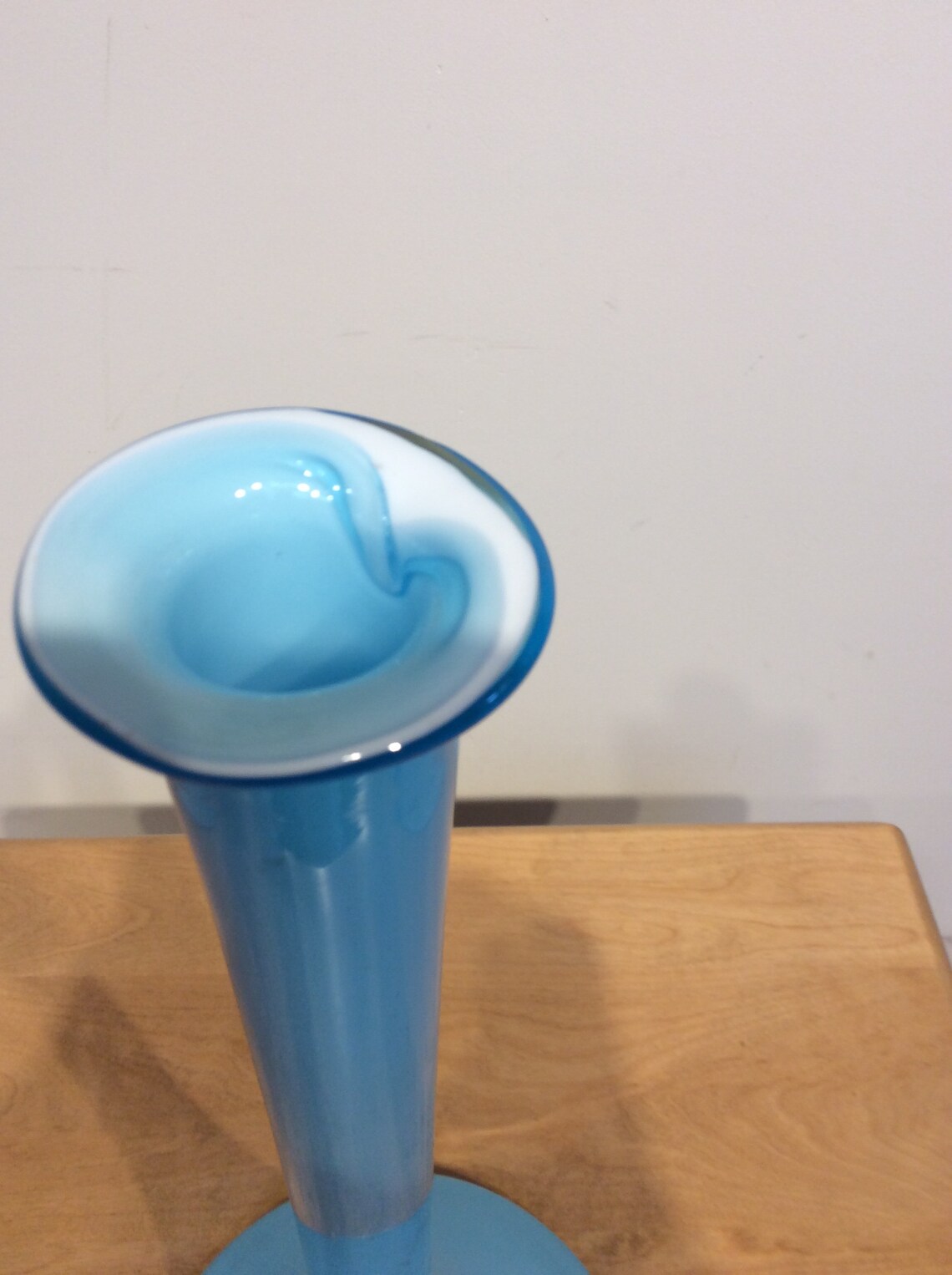 Empoli Turquoise Cased Glass Trumpet Vase - Etsy