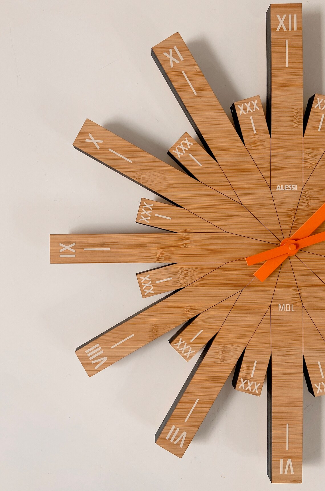 Alessi Raggiante Bamboo Wall Clock | Italian Sunburst Design | Wood ...